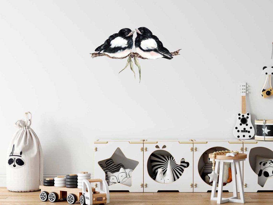 Magpie Removable Fabric Wall Sticker for Room or Nursery | Etsy