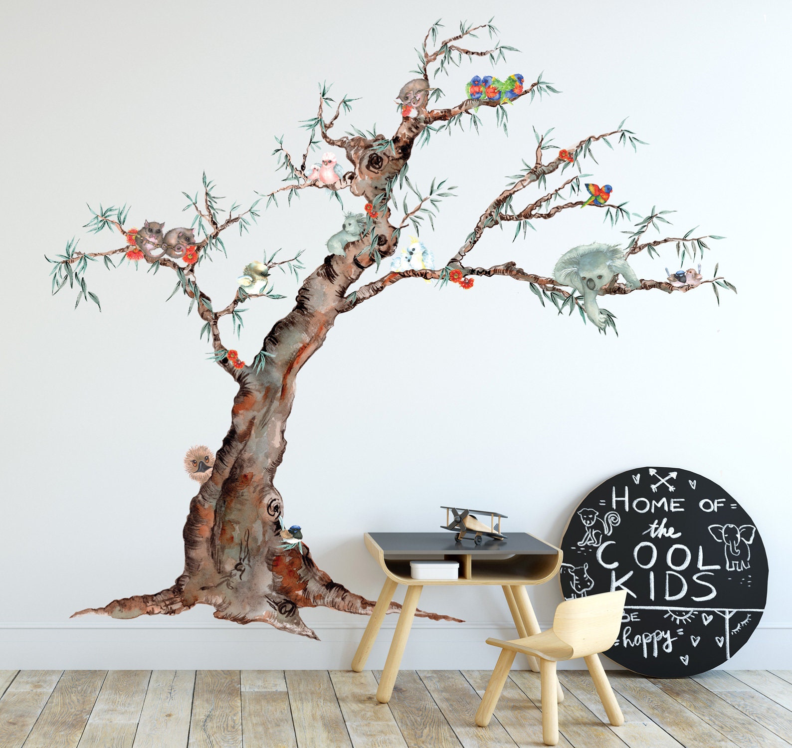 Aussie Gum Tree Removable Fabric Watercolour Wall Sticker for Bedroom ...