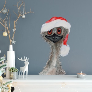 Large Unique Watercolour Christmas Emu Removable Fabric Wall Sticker ...