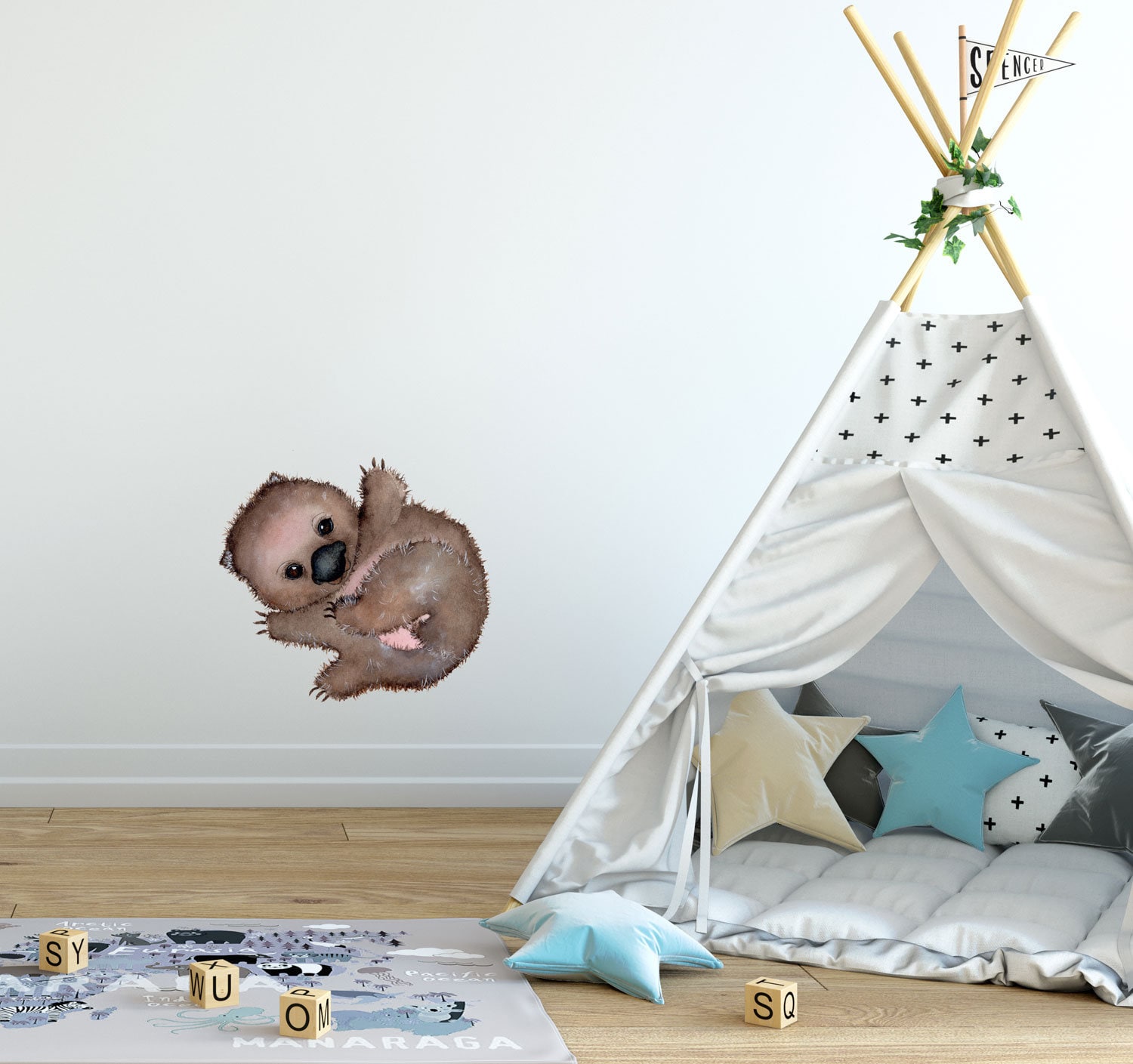 Australian Watercolour Wombat Removable Fabric Wall Sticker | Etsy