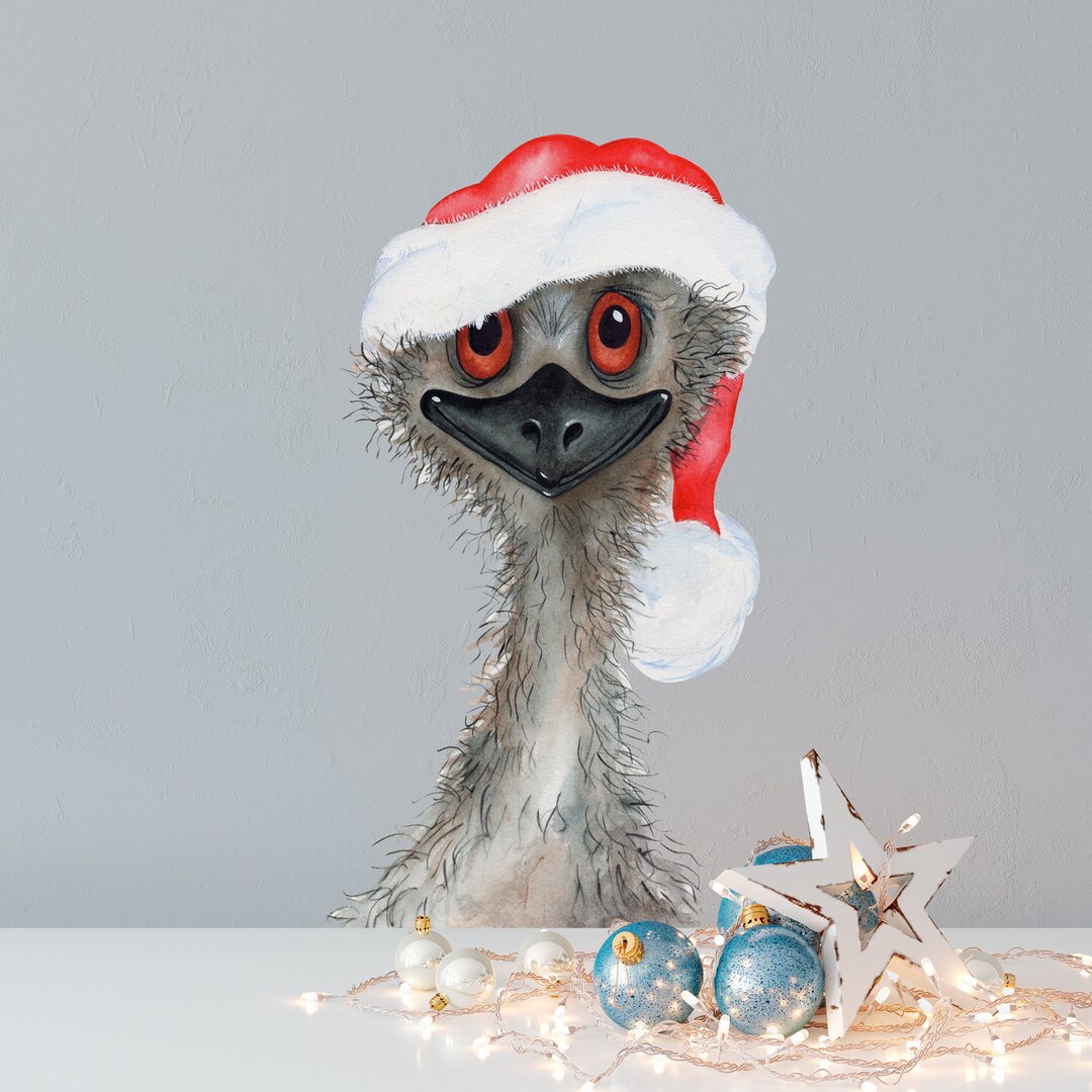 Large Unique Watercolour Christmas Emu Removable Fabric Wall Sticker ...