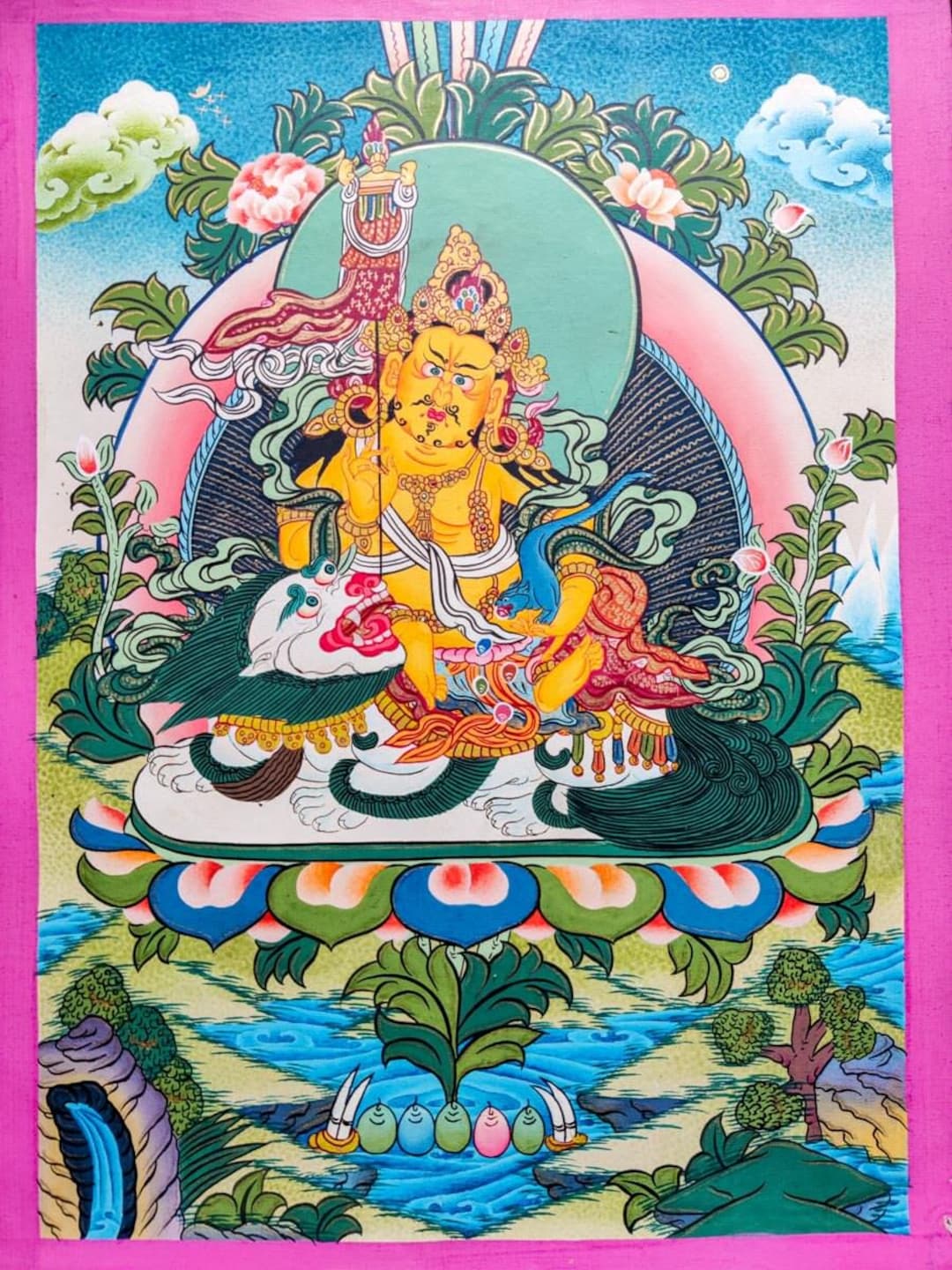Jhambala Thangka - Kubera Thangka - Dzambala Painting - Hand Paintings ...