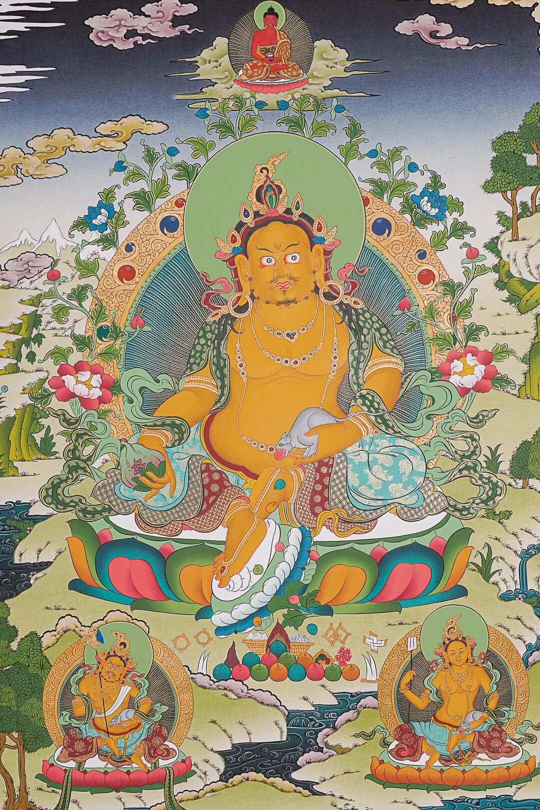 Zambala Thangka Hand-painted Tibetan Art of Wealth and Abundance Sacred ...