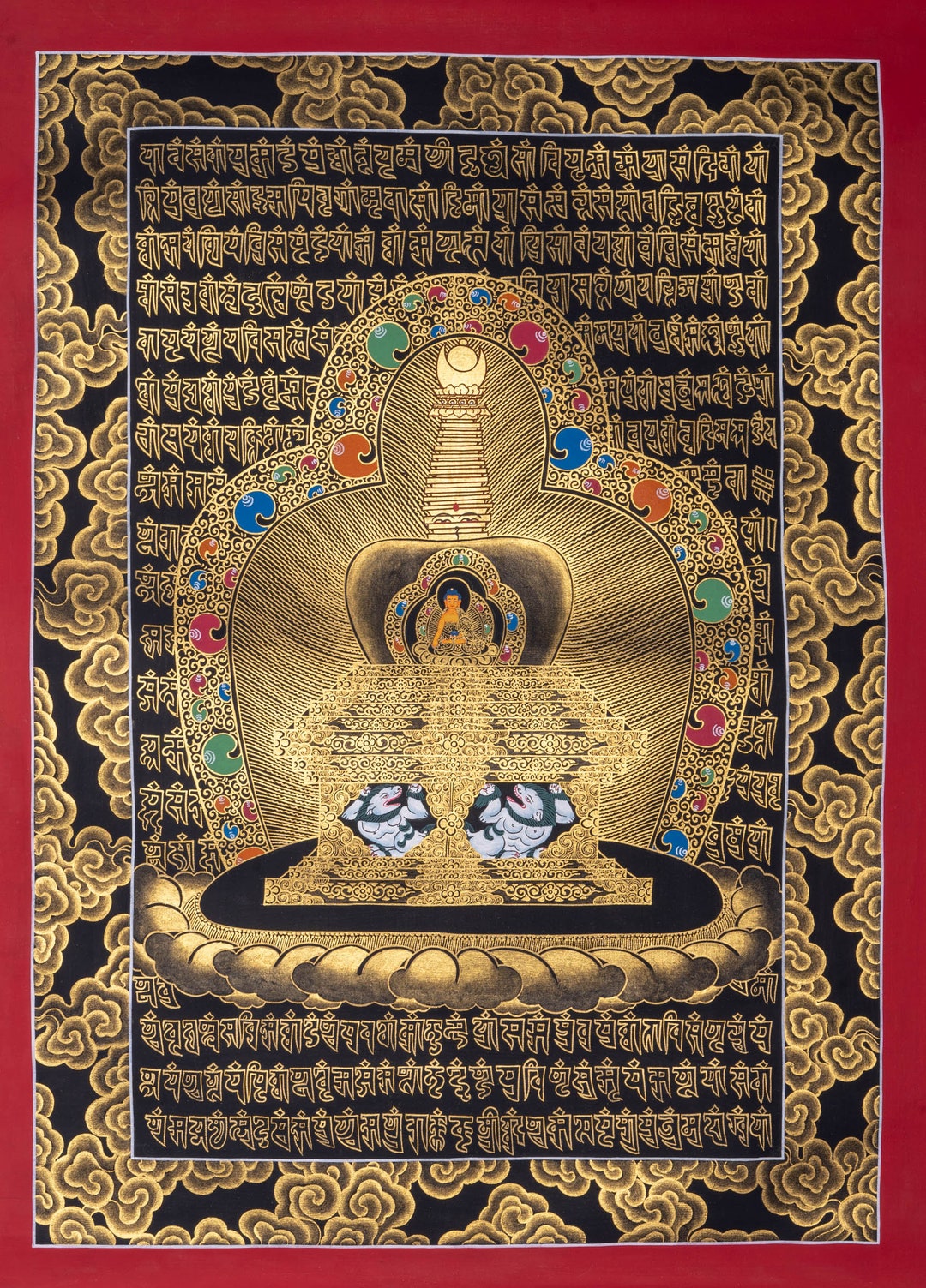Sale - Thangka Painting of Stupa Mandala Chorten With Shakyamuni Buddha ...