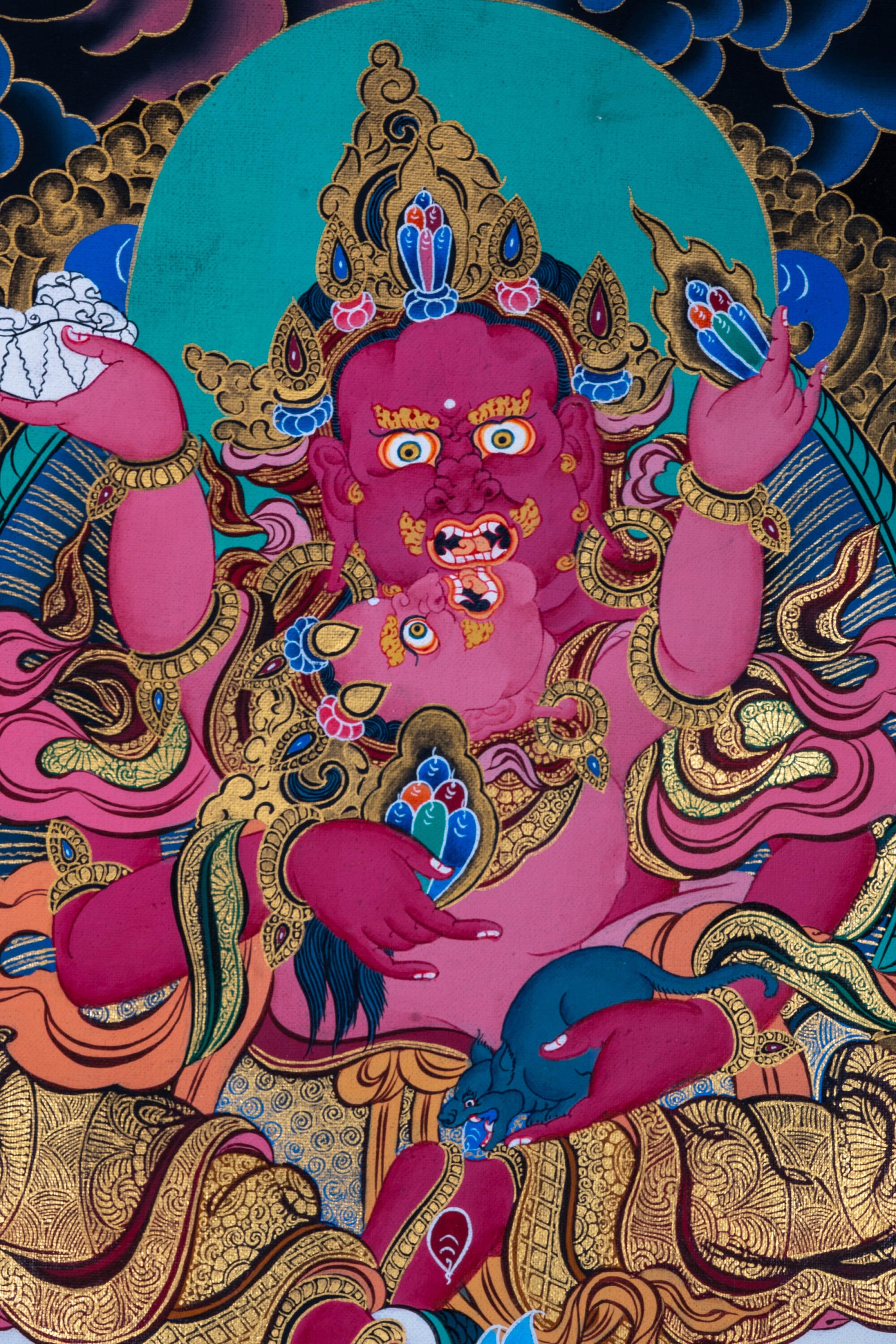5 Dzambala Thangka Painting - Kubera Wrathful Deity for Wealth and ...