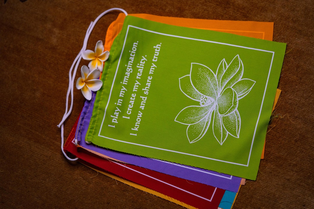 Spiritual Wall Flags | Positivity Message | Handmade Tibetan Lungta ...