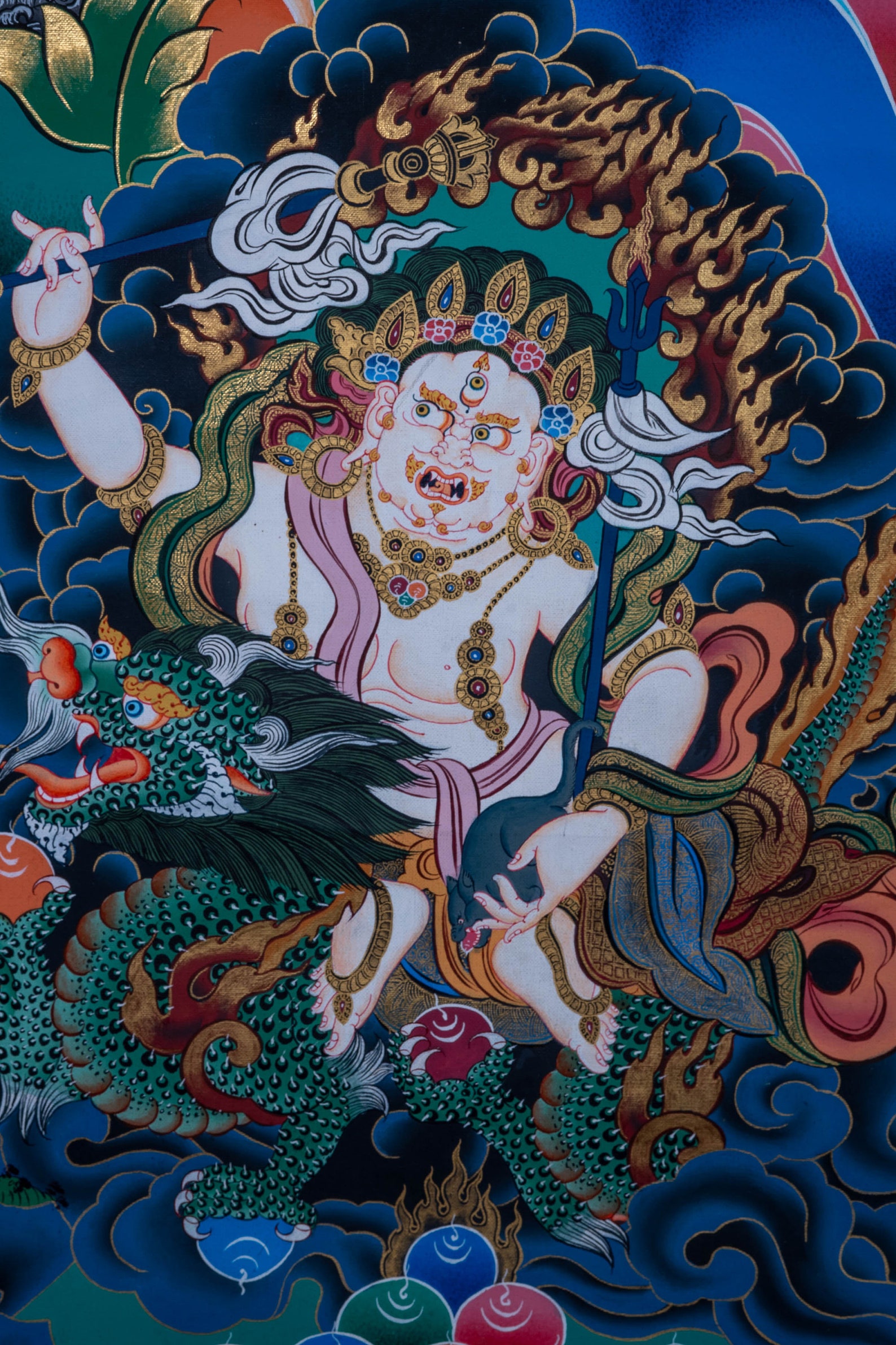 5 Dzambala Thangka Painting - Kubera Wrathful Deity for Wealth and ...