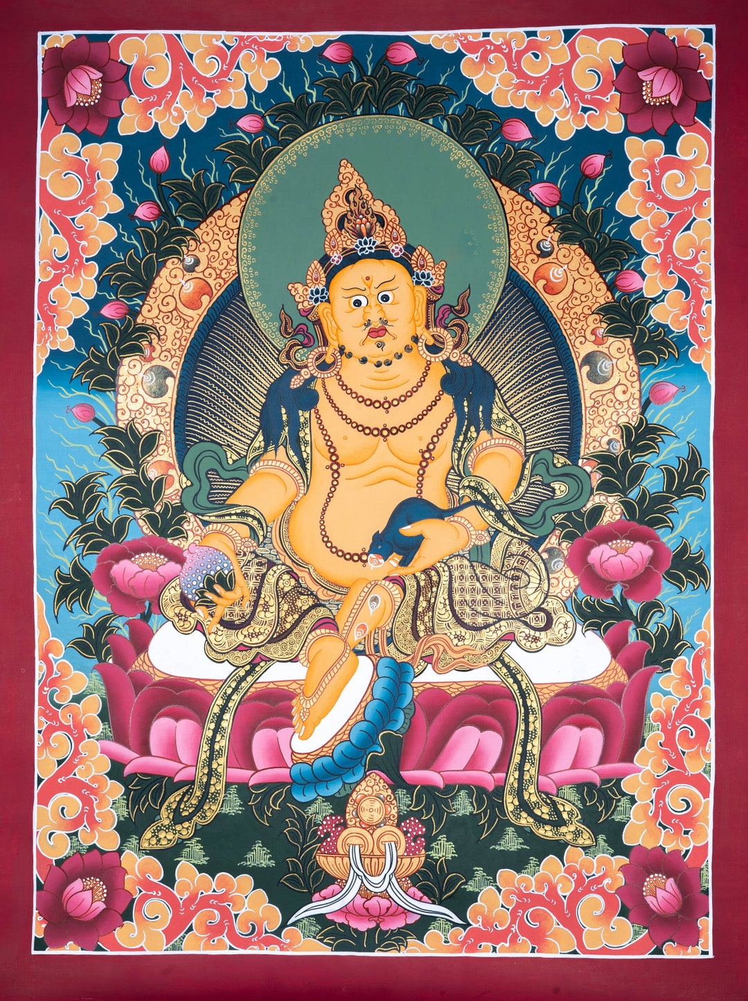 Jhambala Thangka - Kubera Thangka - Dzambala Painting - Hand Paintings ...