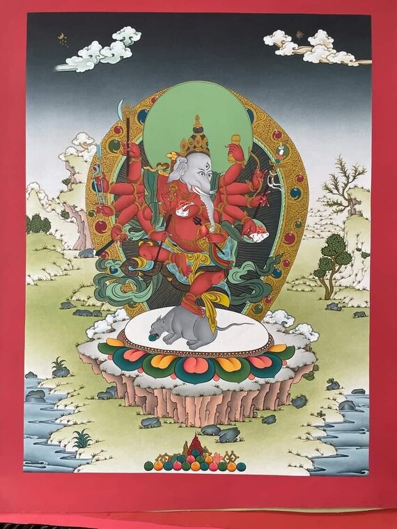 Shri Ganesh Hand Painted Thangka Painting Hindu God of Luck - Etsy