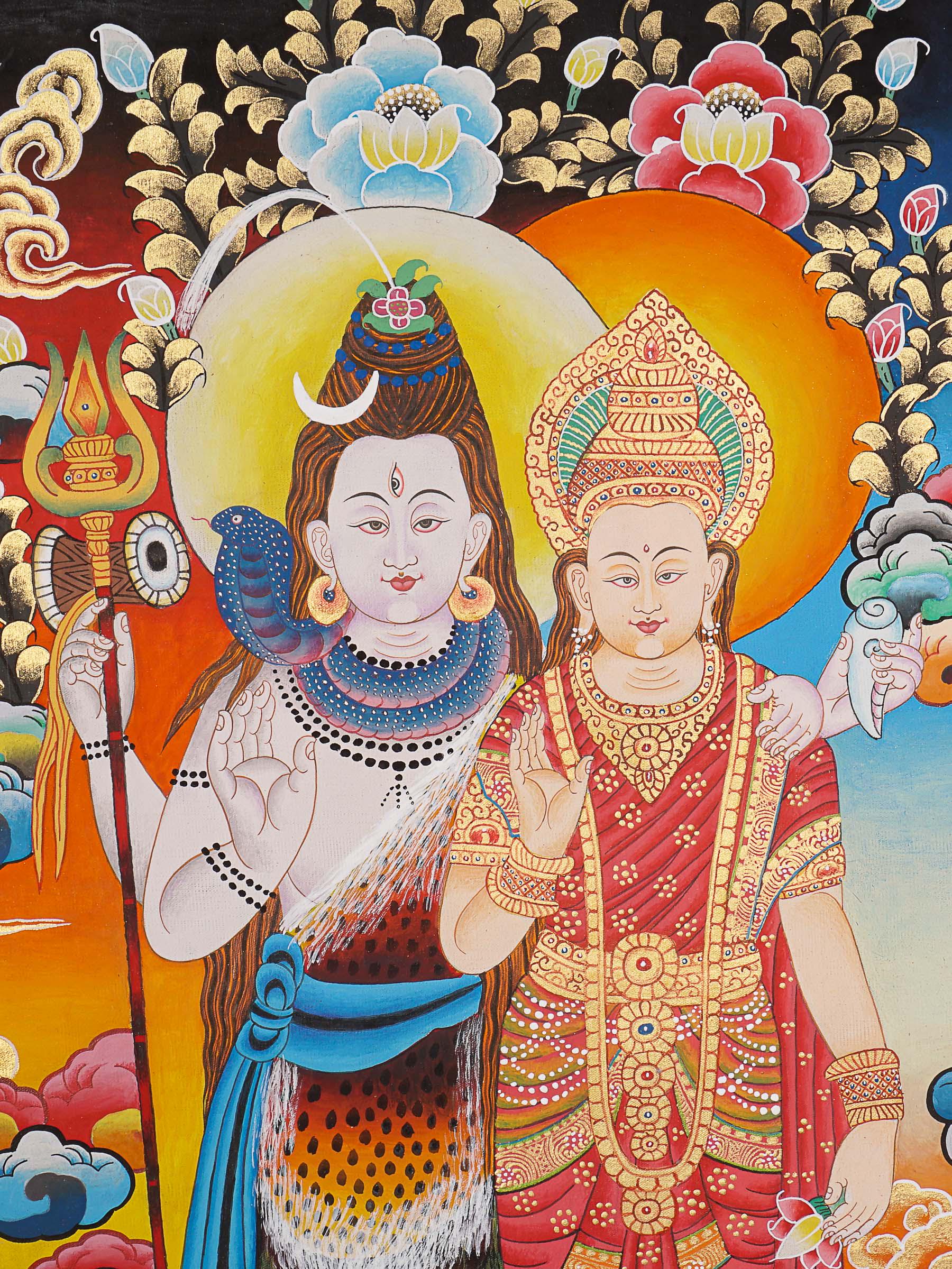 Shiva Shakti Thangka Painting | Handcrafted Art for Divine Balance, and ...