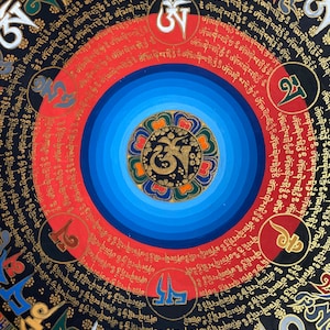 Sacred Mantra Mandala Thangka Painting | Spiritual Meditation Art for ...