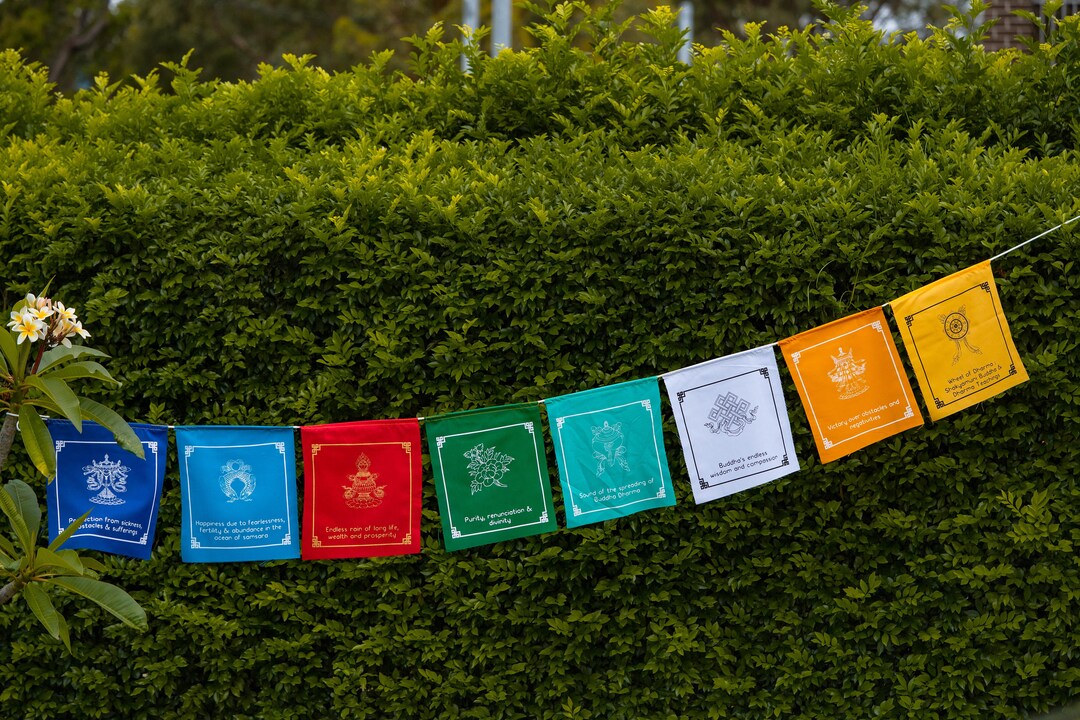Asthamangal Prayer Flags | Tibetan Langata Zen Flags for Wall Hanging ...