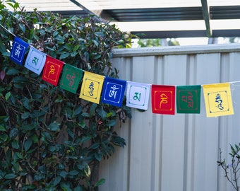OM Mani Padme Hum Velvet Indoor Prayer Flag Buddhist Tibetan Flag S - Etsy