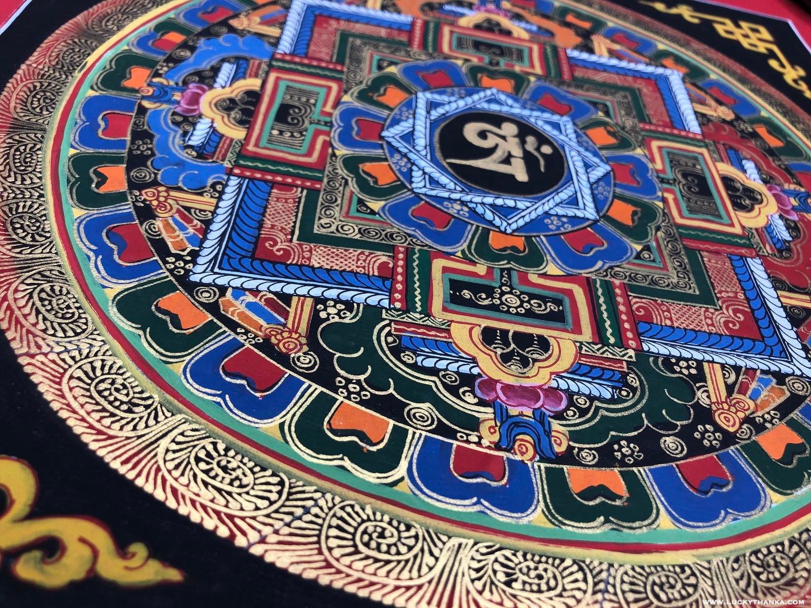 Om Ah Hum Mandala Tibetan Thangka Painting for Wall Decor and | Etsy
