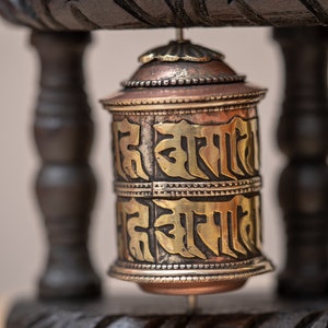 Buddhism Prayer Wheel | 3 Wheel Wood Stand With Spiritual Mantra ...