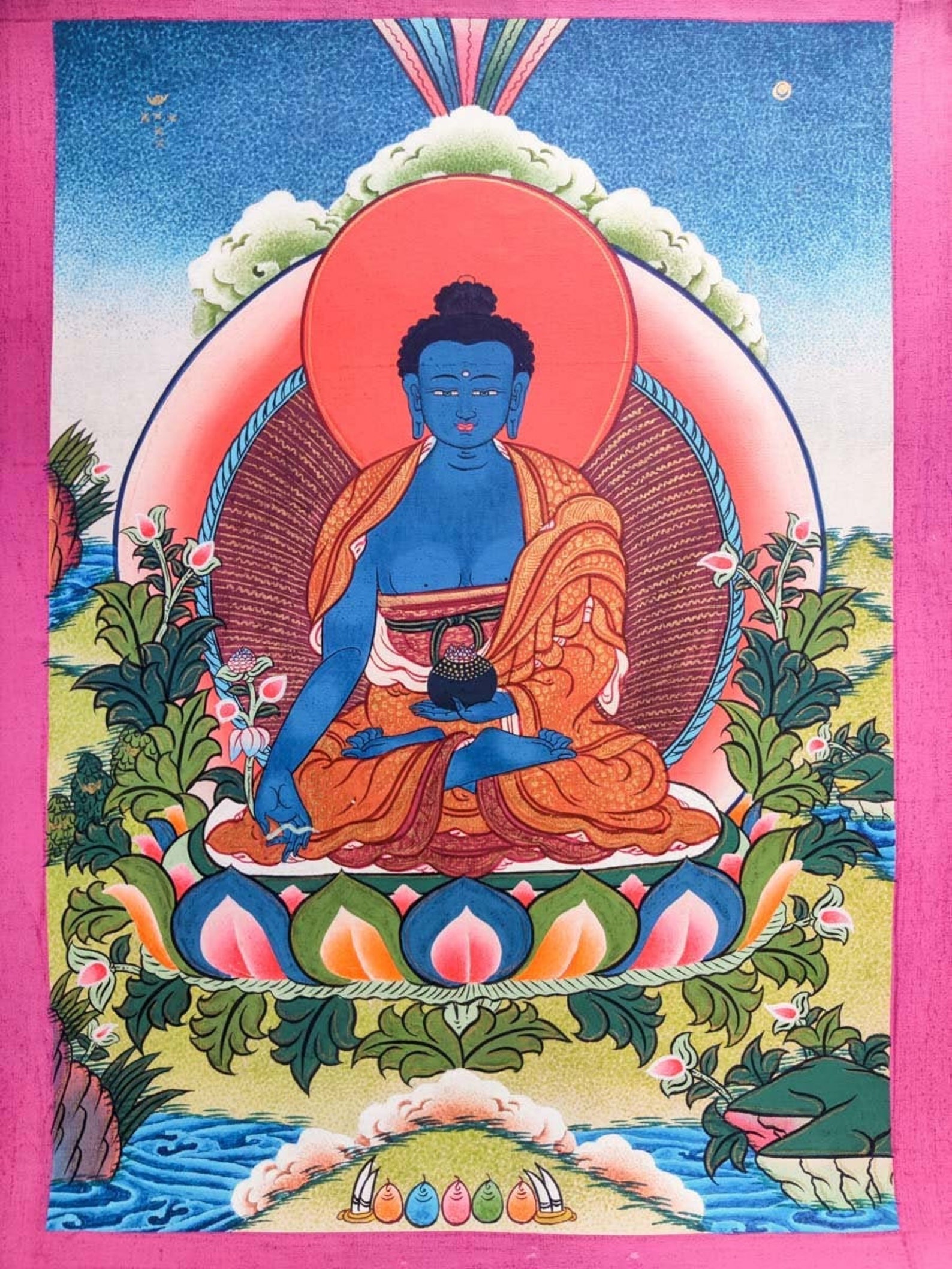 Bhaisajyaguru Medicine Buddha Healing Blue Buddha Tibetan - Etsy UK