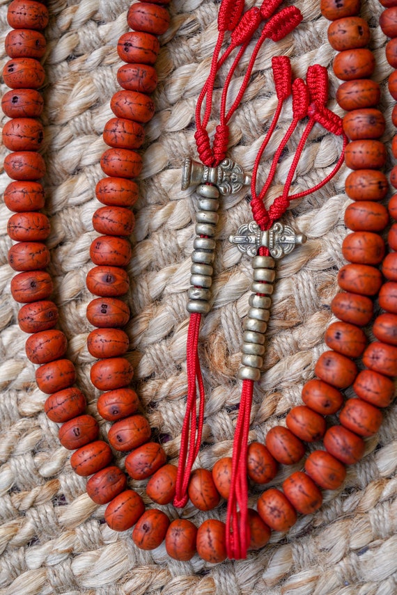 Beads Genuine Bodhi Japa Mala with Vajra & Bell 12mm Bodhi Mala Prayer ...
