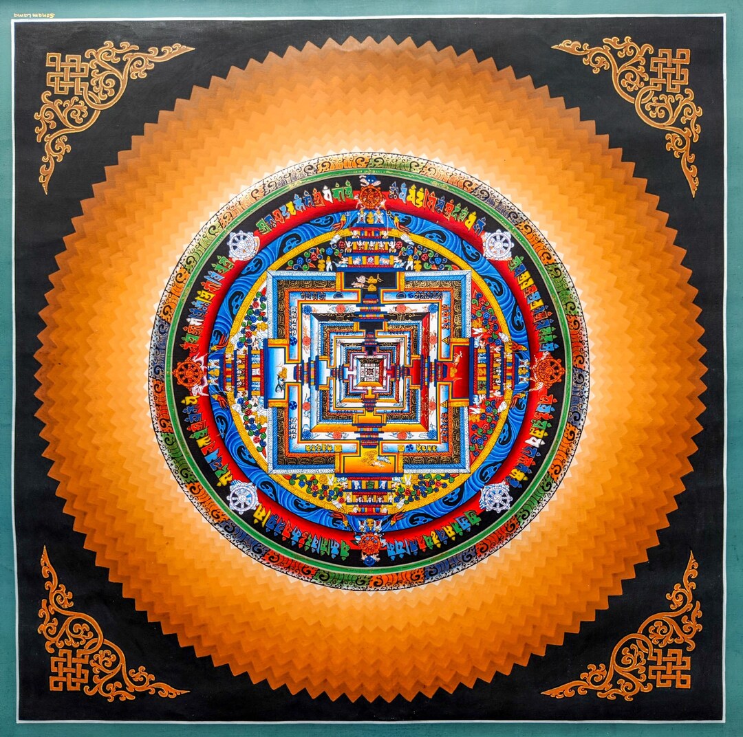 Beautiful Golden Brown Mandala - Wheel of Time Kalachakra Mandala Art ...