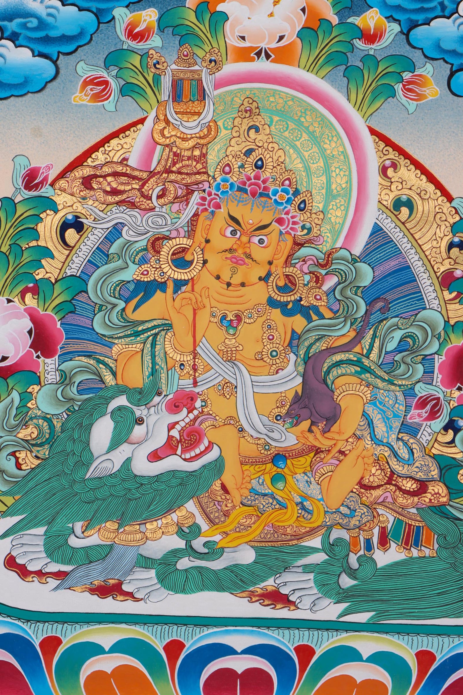 Zambala Thangka Painting - God of Prosperity & Wealth - Handmade ...