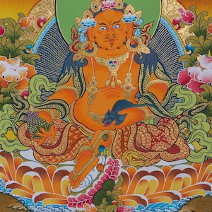 Zambala Thangka Painting - God of Prosperity & Wealth - Handmade ...
