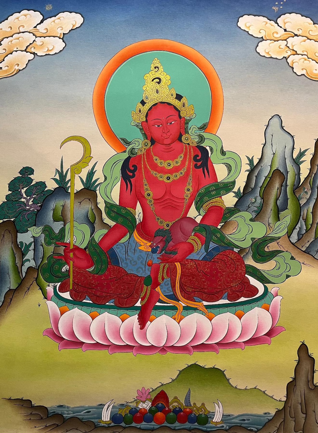 Red Tara Thangka Painting | Handpainted Tibetan Art | Buddhist Goddess ...