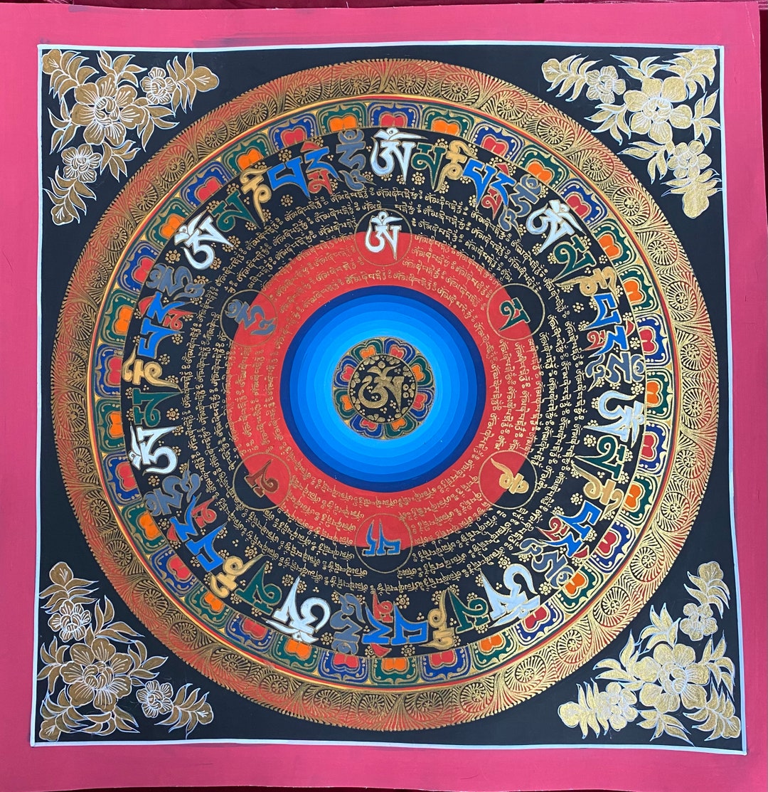 Sacred Mantra Mandala Thangka Painting | Spiritual Meditation Art for ...