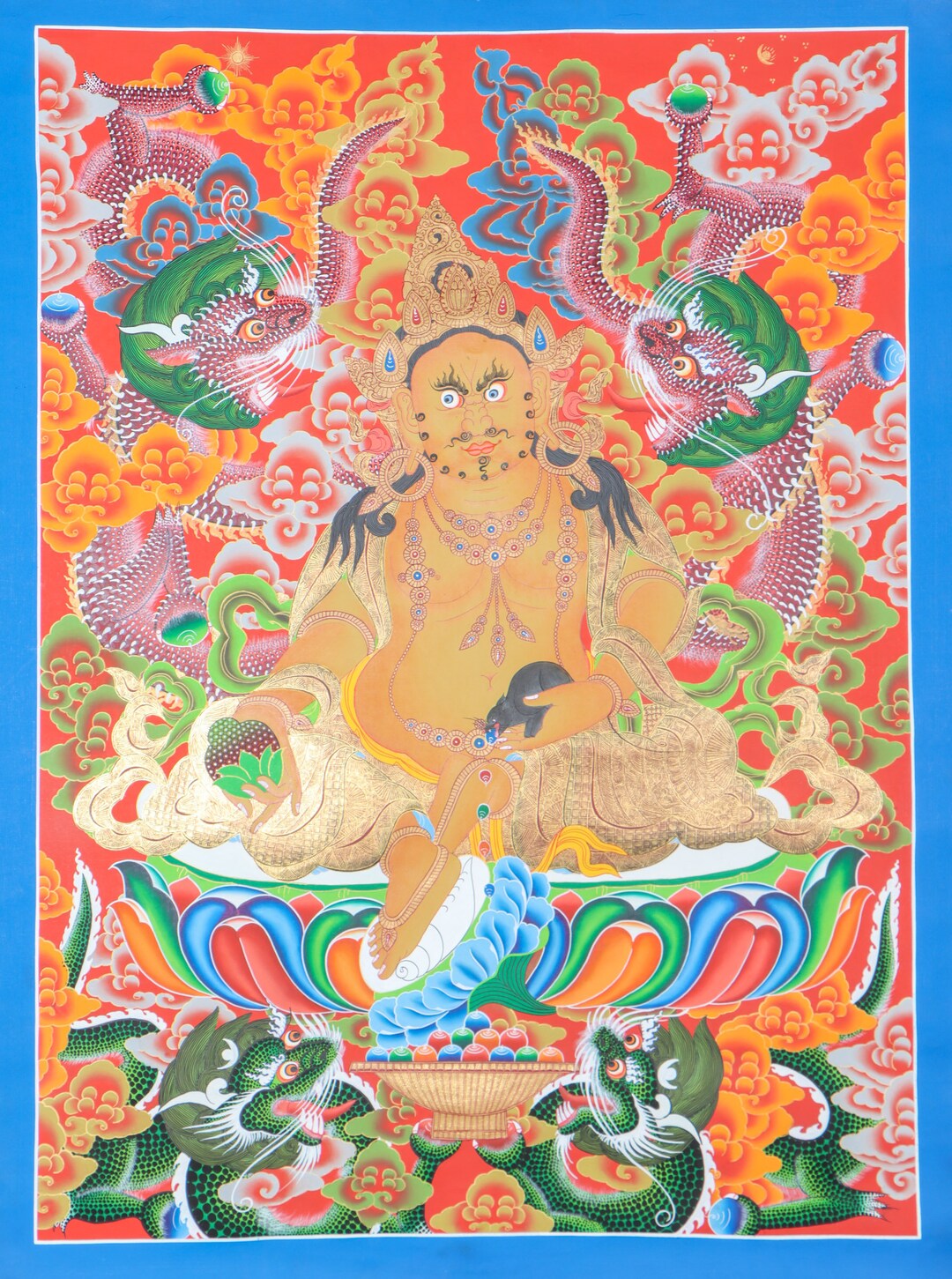 Zambala - God of Wealth Thangka | Authentic Tibetan Handpainted Thangka ...