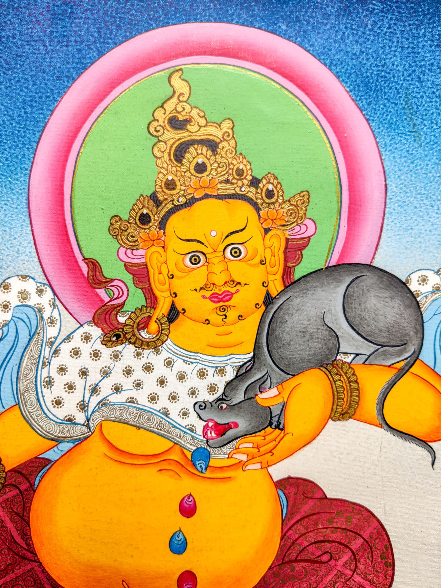 Dzambala Thangka - Jhambala (kuber) Arts | Buddhist Hand Painting ...