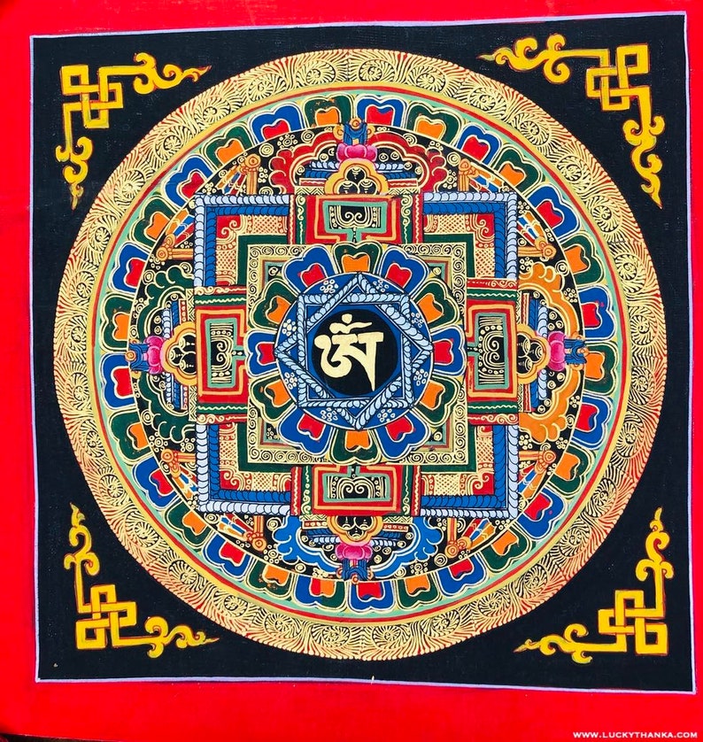 Om Ah Hum Mandala Tibetan Thangka Painting for Wall Decor and | Etsy