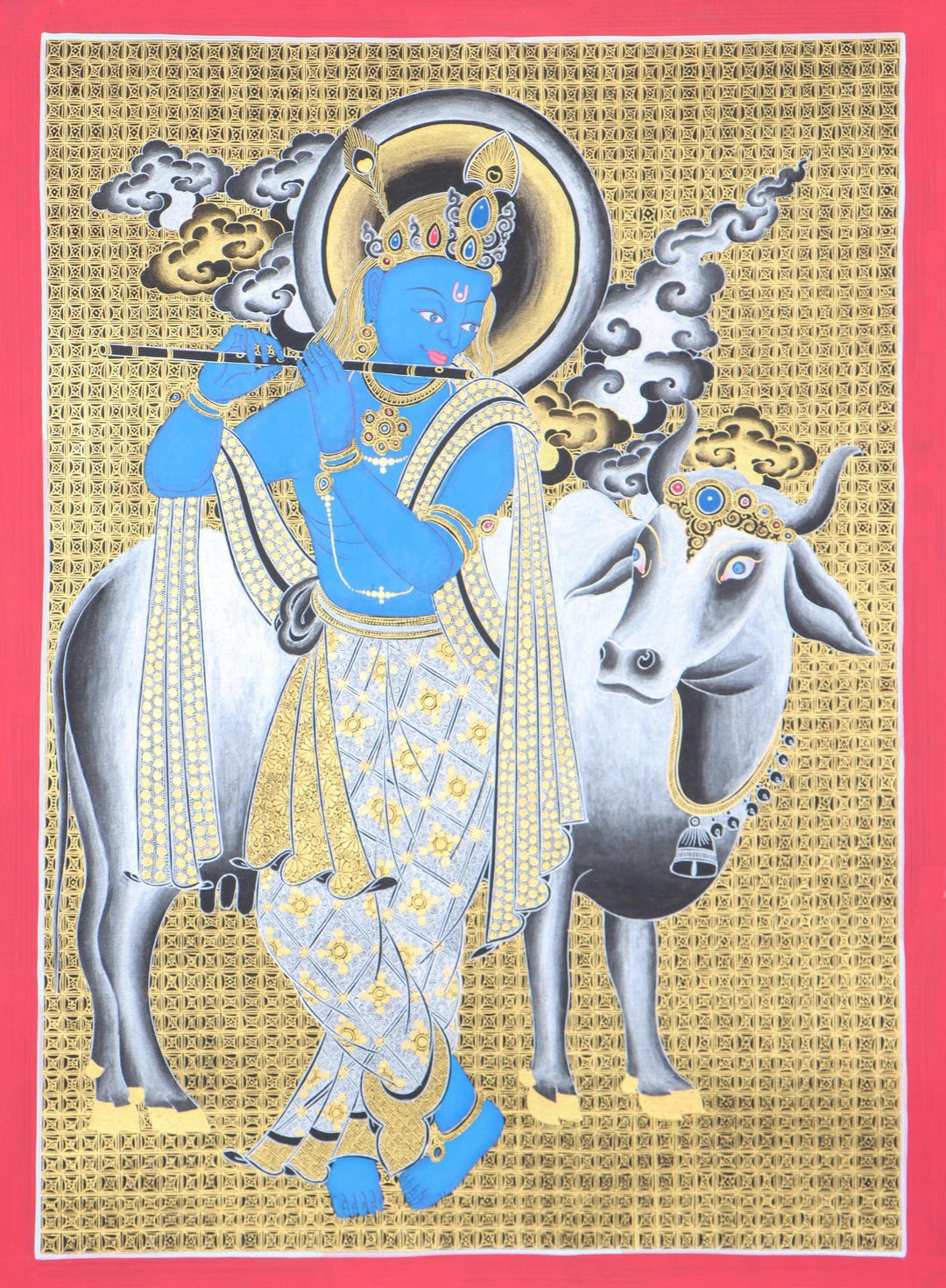 Hand Painted Krishna Thangka | Scroll of Hindu Deity | Best Thangka Art ...