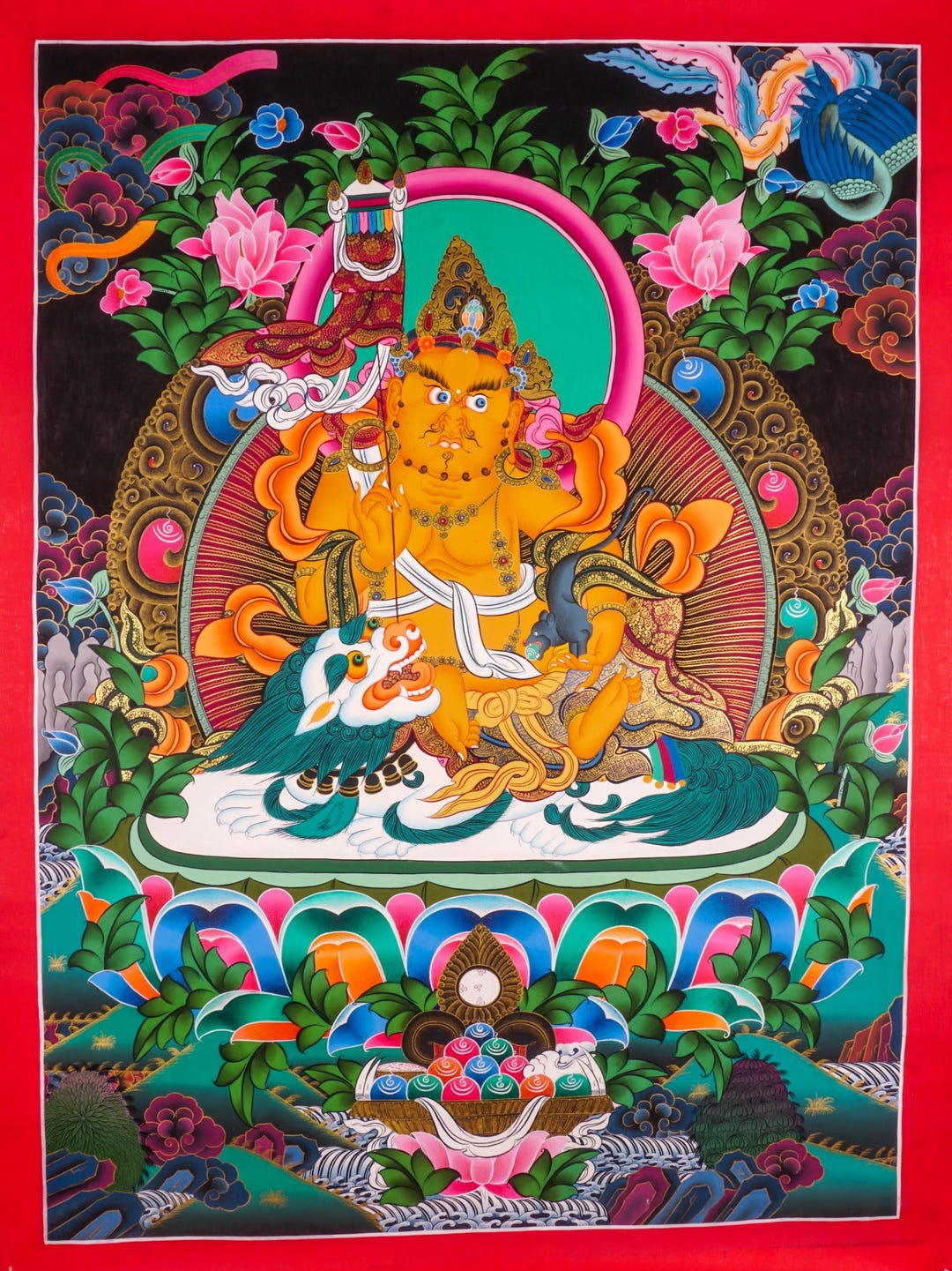 Dzambala Thangka - Jhambala (kuber) Arts | Buddhist Hand Painting ...