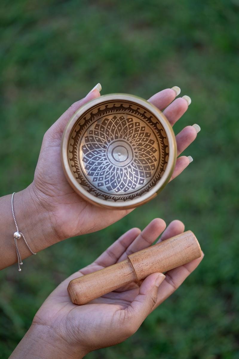 Handcrafted Cosmos Carved Singing Bowl | Tibetan Small Size Singing ...