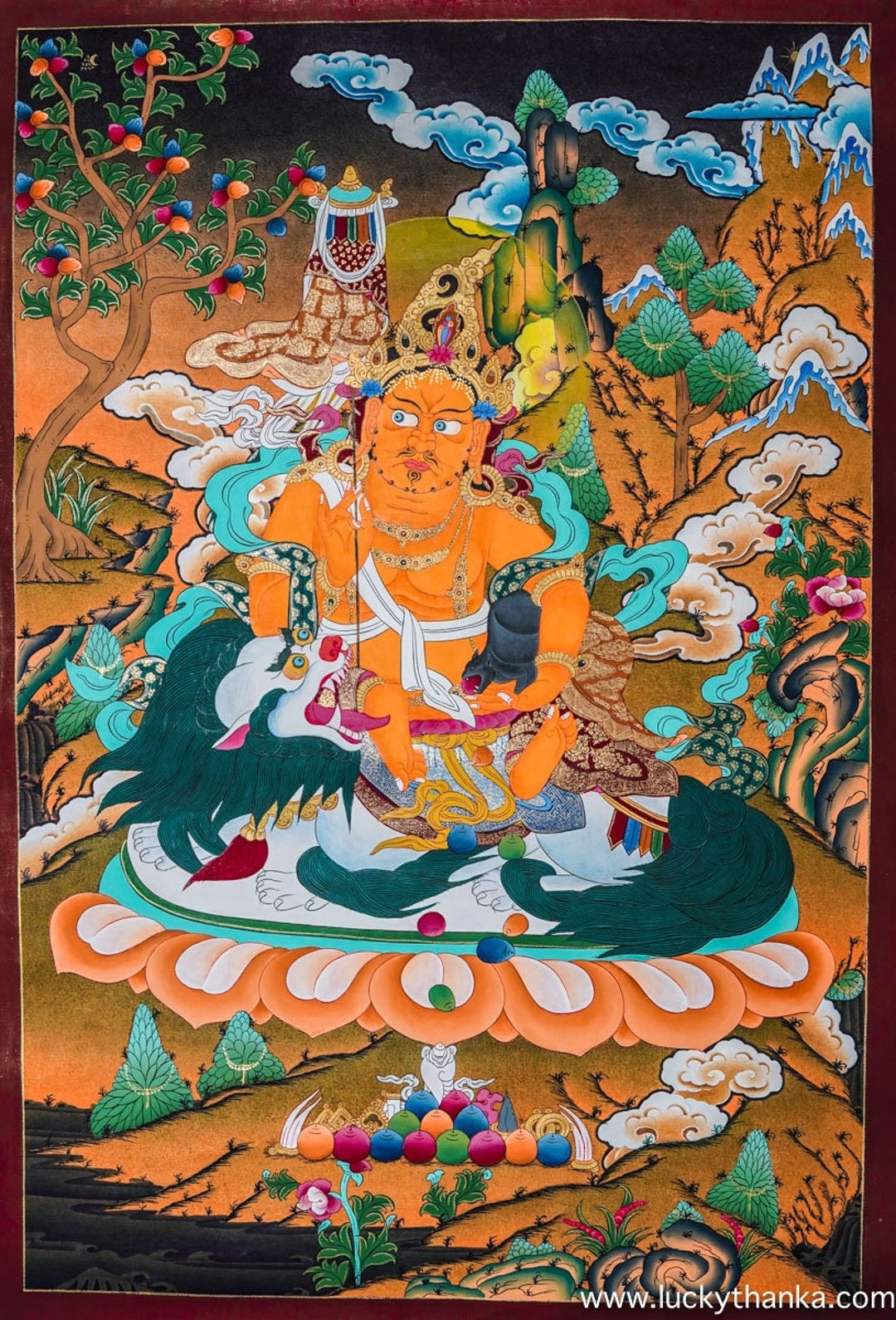 Dzambala Thangka Paintings | God of Wealth and Prosperity - Kubera ...