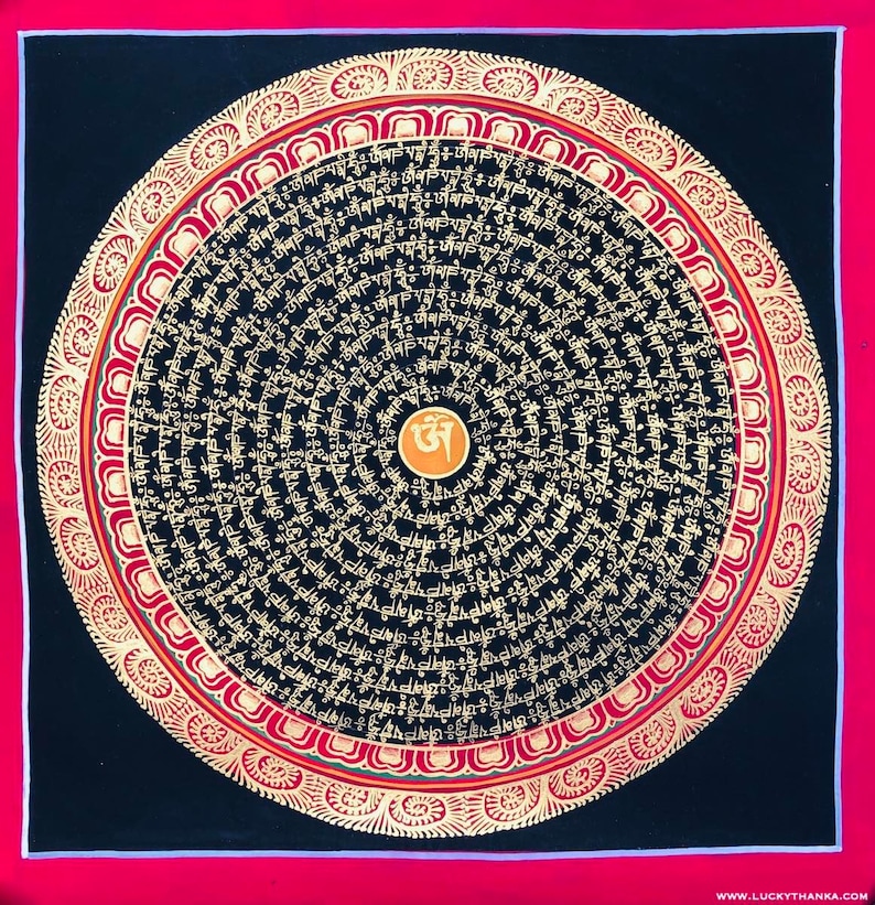 Om Ah Hum Mandala Tibetan Thangka painting for Wall decor and | Etsy