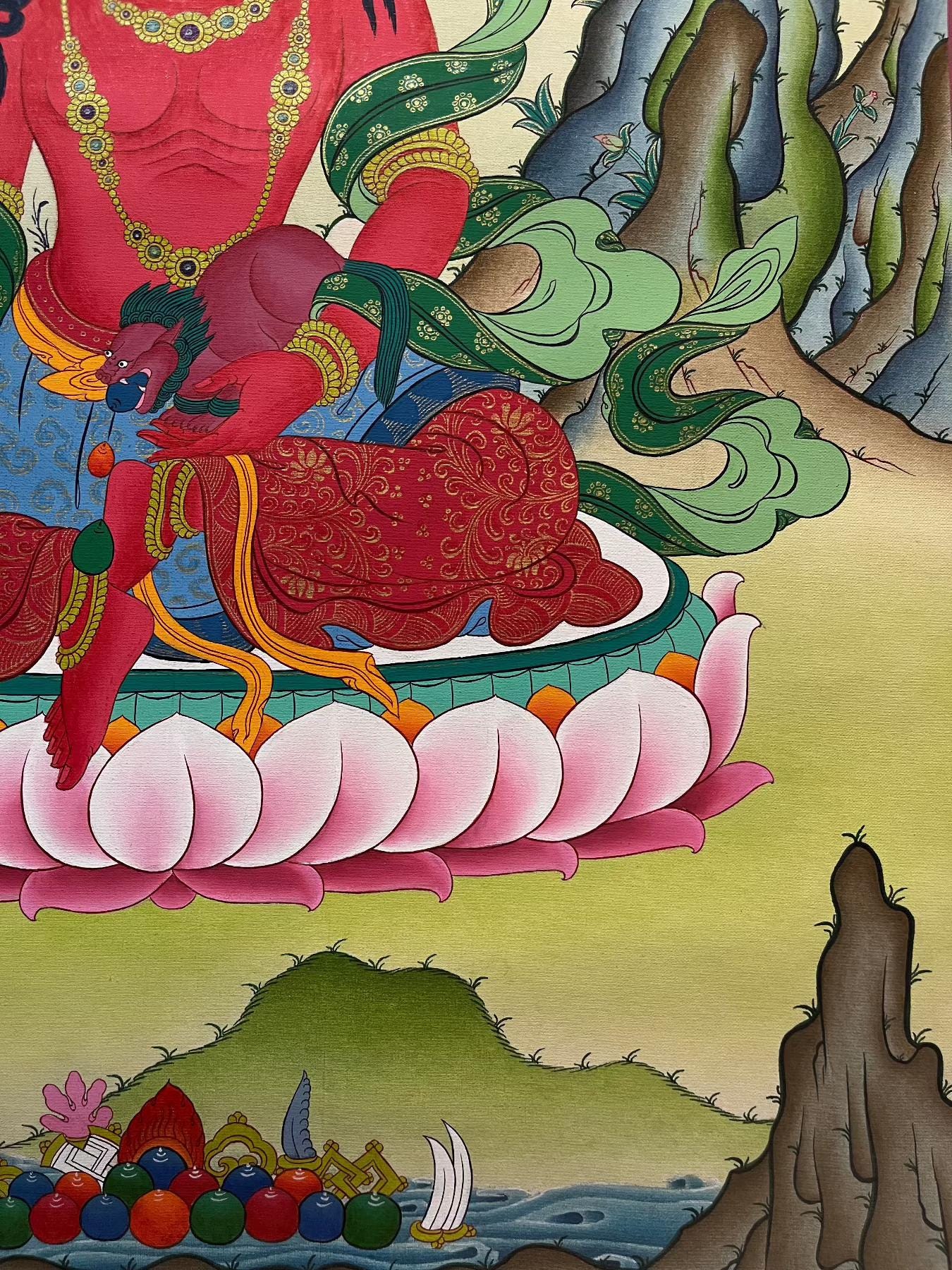 Red Tara Thangka Painting | Handpainted Tibetan Art | Buddhist Goddess ...