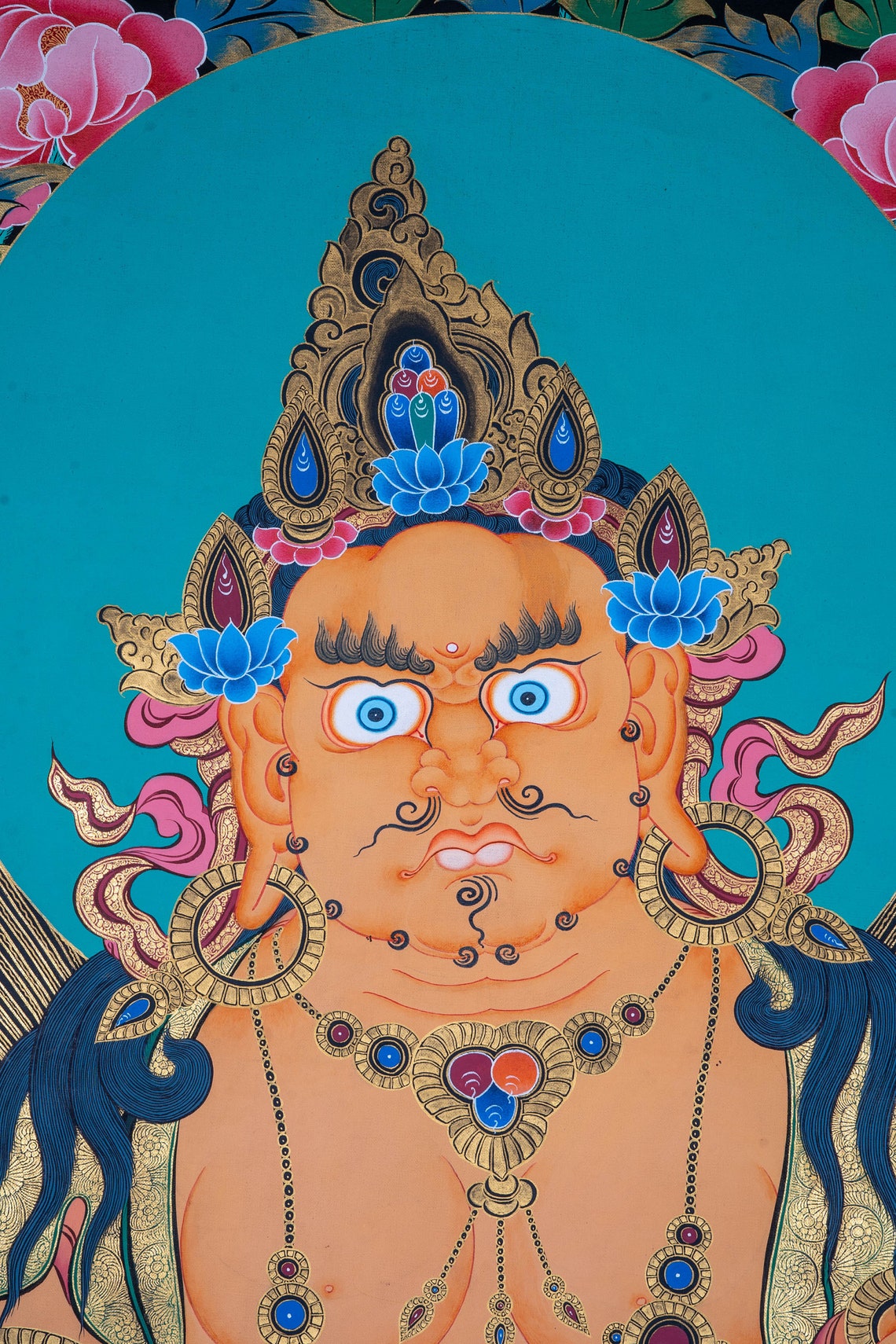 5 Dzambala Thangka Painting - Kubera Wrathful Deity for Wealth and ...