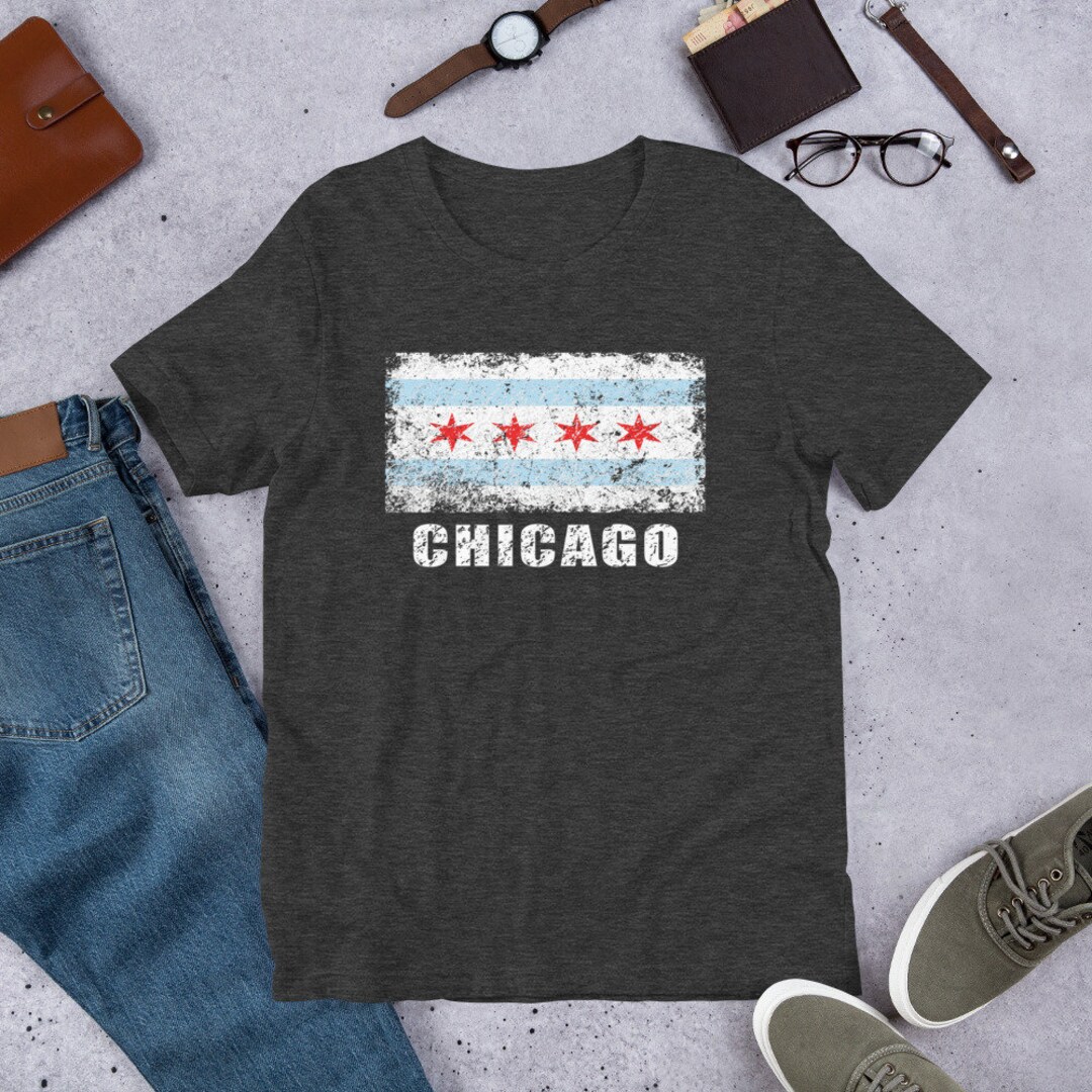 Vintage Chicago Flag Chicago City Short-sleeve Unisex T-shirt - Etsy