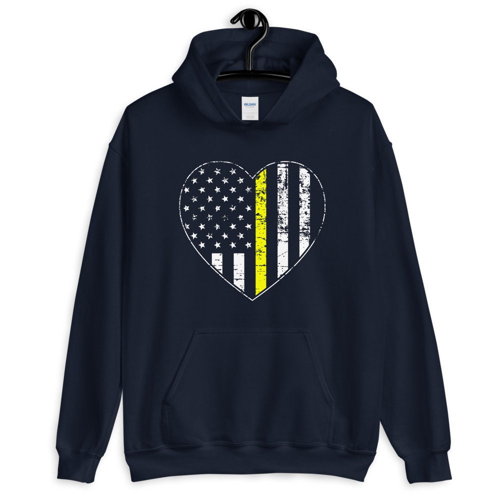 Thin Yellow Line Hoodie Yellow Line Heart Unisex 911 - Etsy New Zealand
