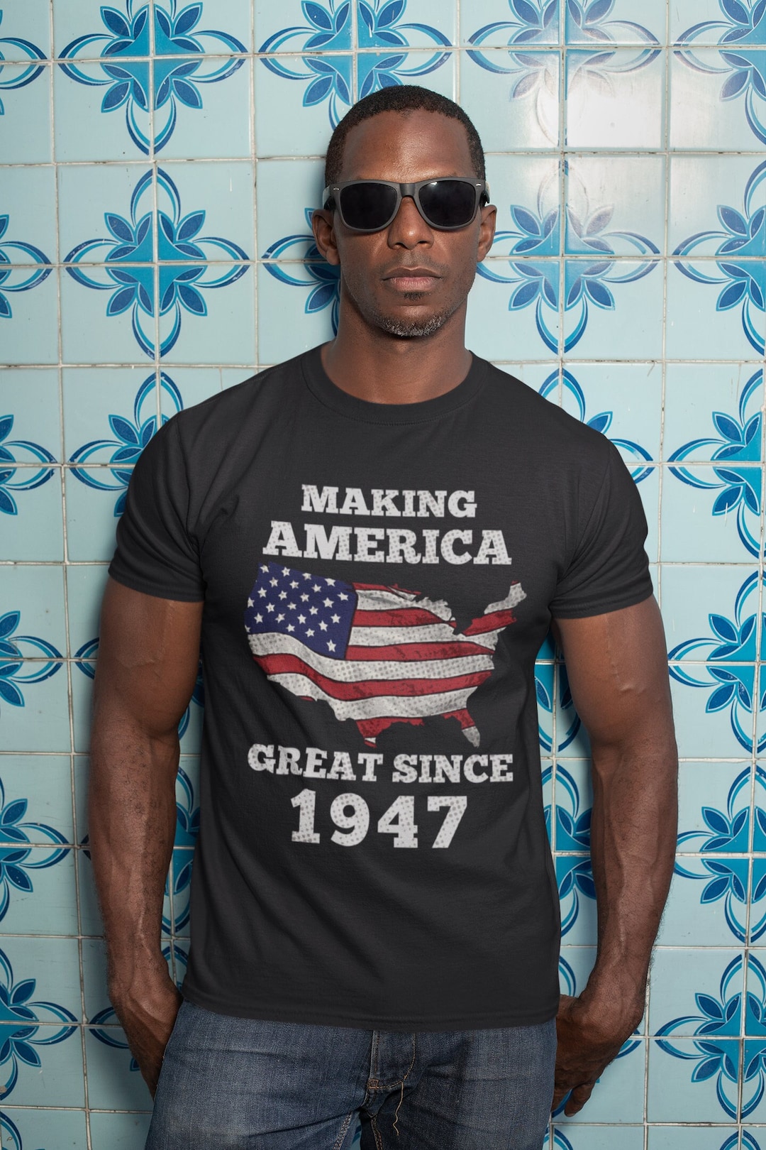 Making America Great Since 1947 USA Flag Patriotic Short-sleeve Unisex ...