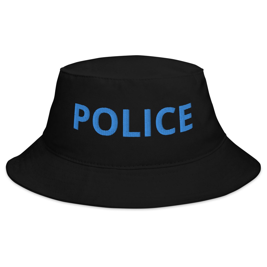 Police Embroidered Blue Script Black Bucket Hat - Etsy