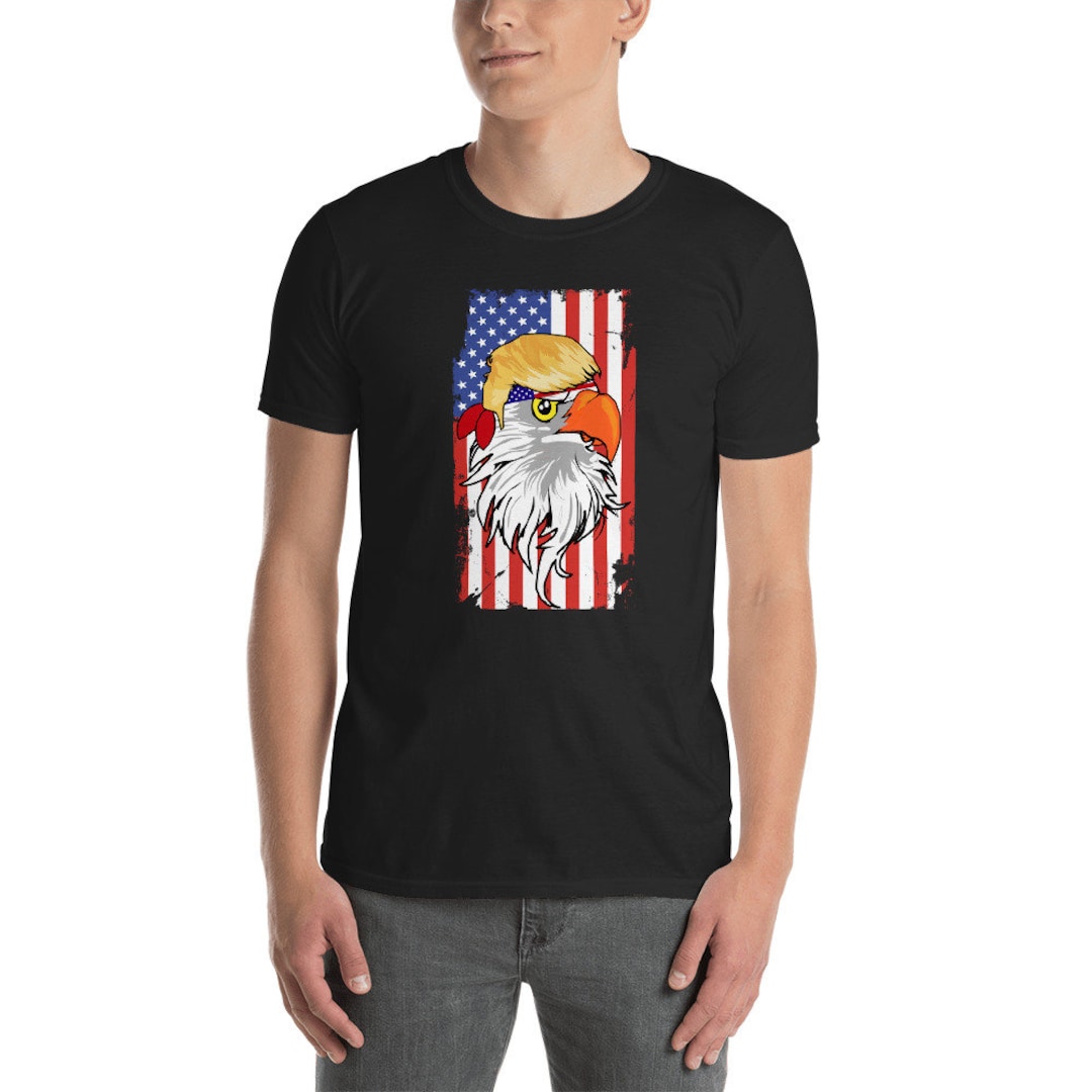 Patriotic USA American Flag Mullet President Trump Bald Eagle Short ...