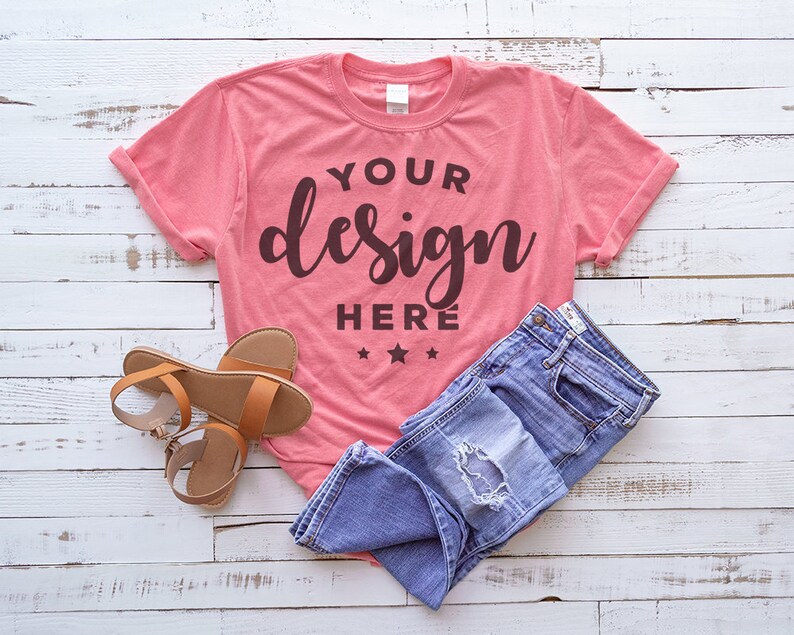 Heather Coral Tshirt Mockup 100 Percent Ring Spun Cotton Shirt - Etsy