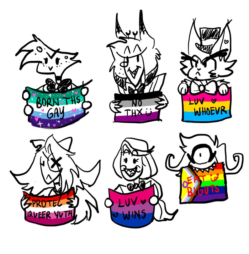 Hazbin Hotel / Helluva Boss LGBTQ Pride Flag Sketchy Doodle - Etsy UK
