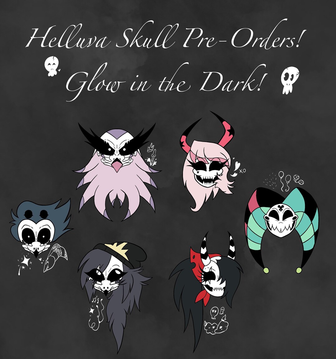 Helluva Boss Spooky Skulls Glow in the Dark Hard Enamel Pins - Etsy