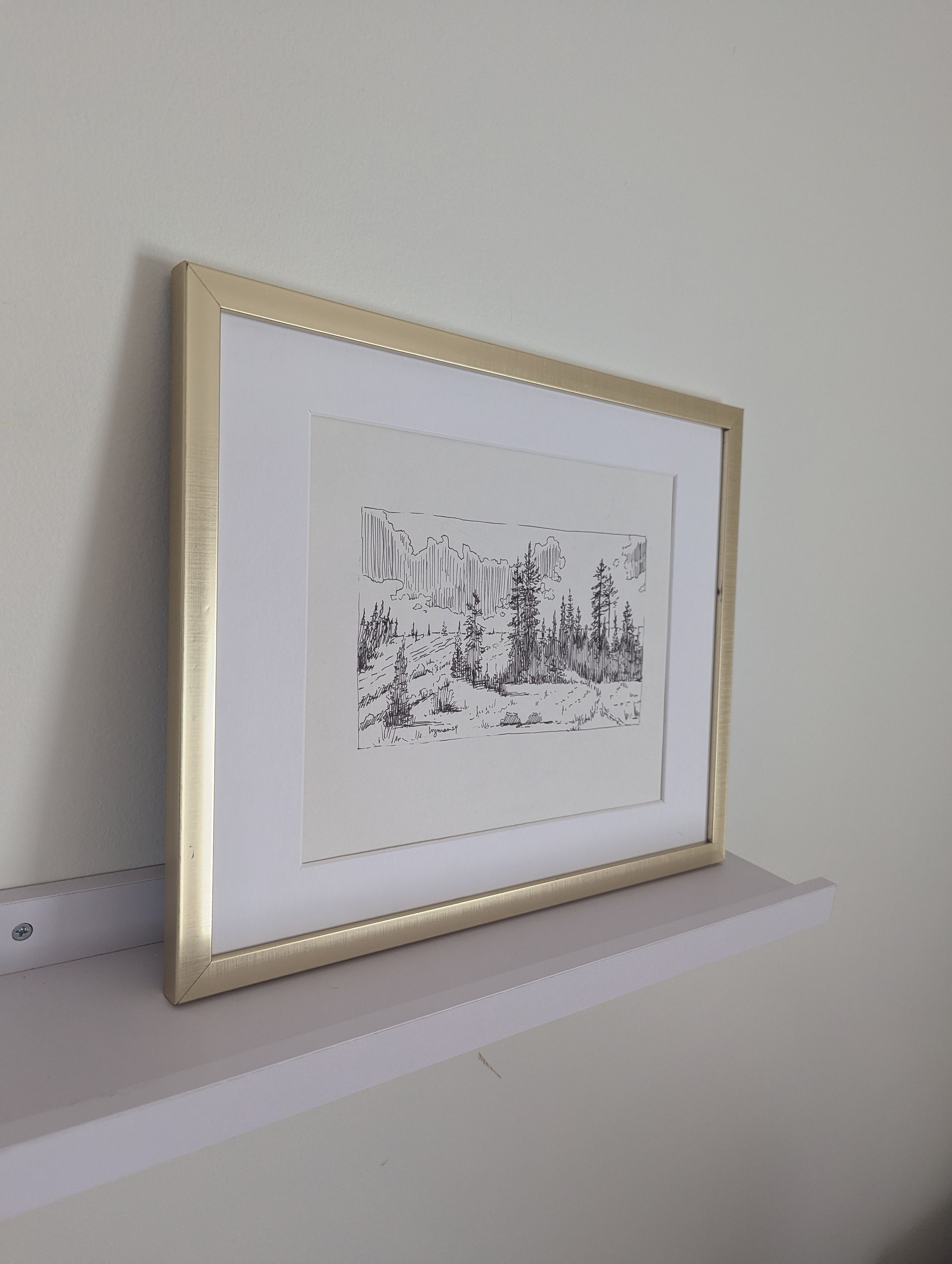 Original Tree Drawing, Evergreens, Landscape, Lines, Pen, Minimalist ...