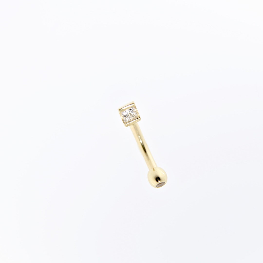 14k Gold Rook Piercing, Swarovski CZ, Curved Barbell 16g - Etsy