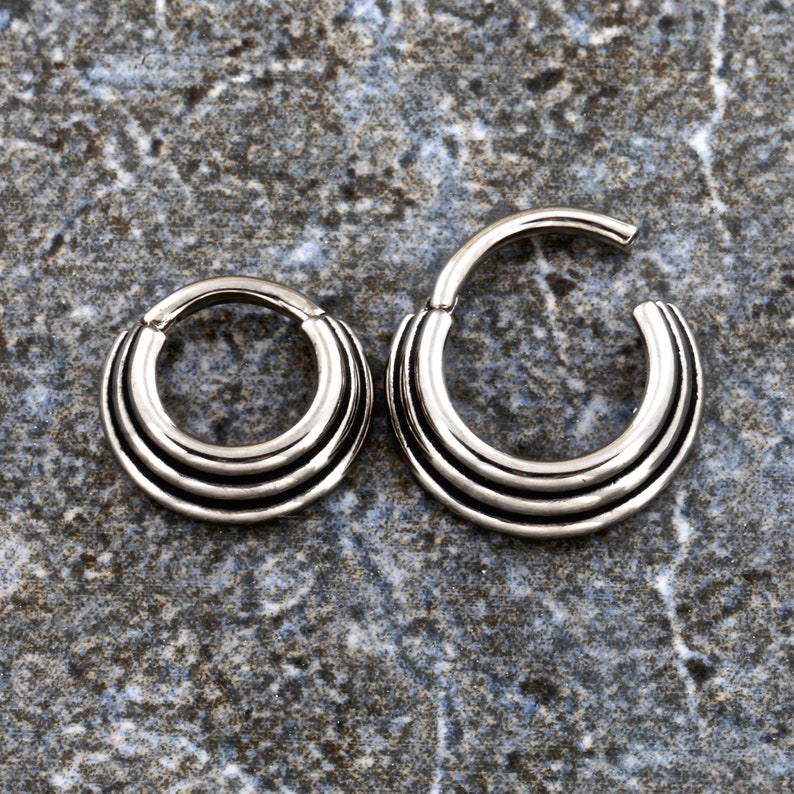 Titanium ASTM F136 Triple Stacked Septum Daith Piercing - Etsy