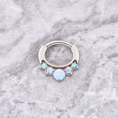 Daith Clicker Septum Clicker Ring set With Beautiful White - Etsy