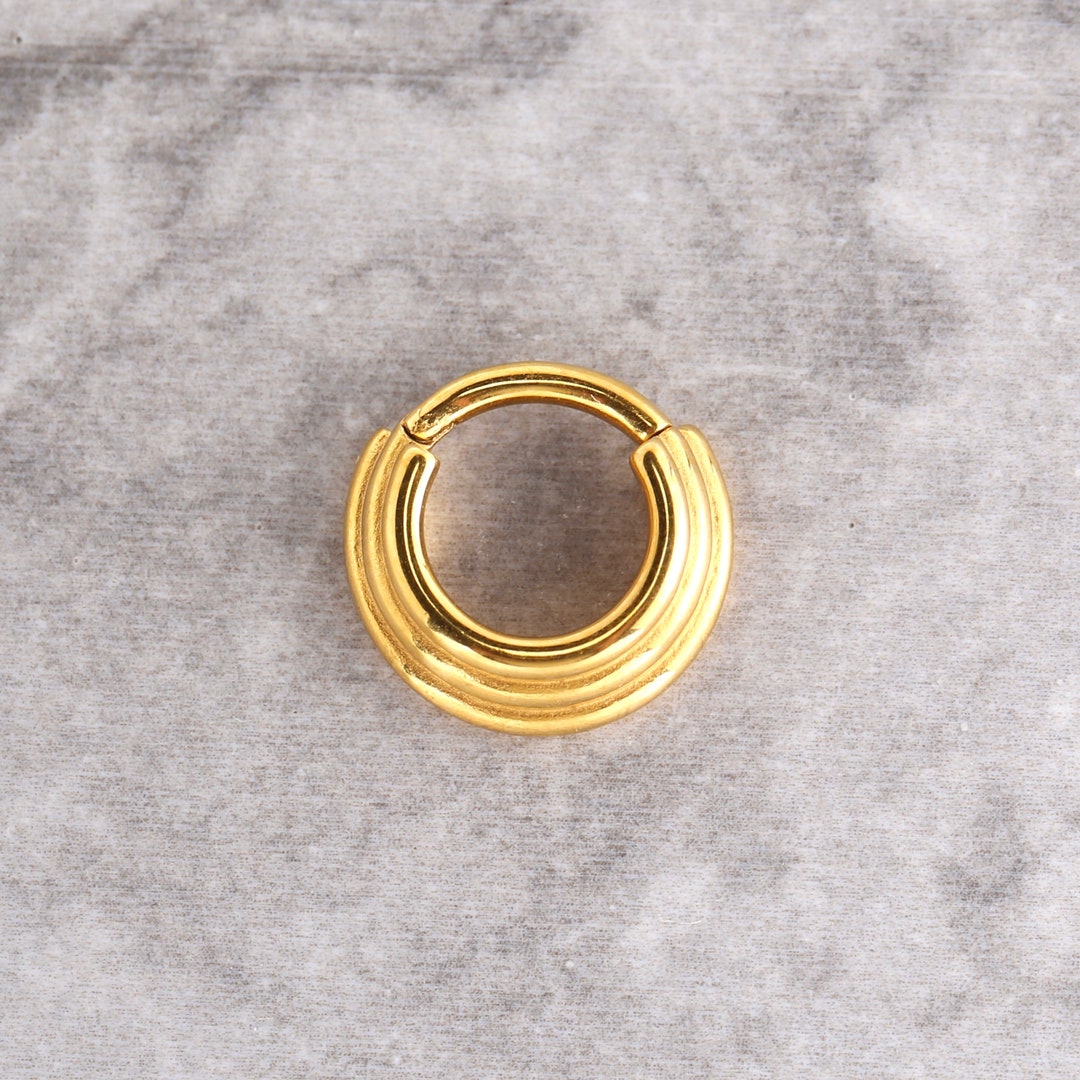 Gold Daith Piercing Hinged Clicker, Gold PVD Over Surgical Steel 16G ...