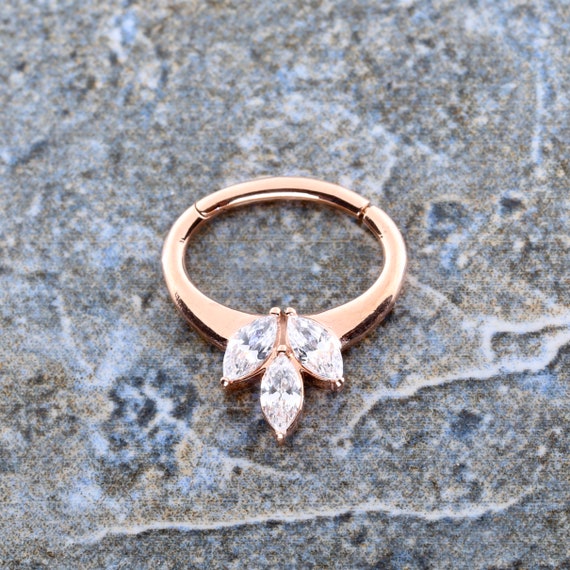 Beautiful Rose Gold Septum Clicker Daith Clicker Ring Jewelry - Etsy